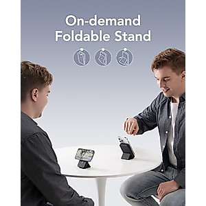 GOWATT Snap Power Bank, 10000mAh 20W MagSafe Compatible Battery Pack with a Foldable Stand, Fast Charging and Portable Magnetic Power Bank, Compatible for iPhone 12/13/14/15 Series, Black