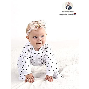Jimonda Baby Girls Boys Pajamas,Organic Cotton PJS Sleeper,Zipper Closure Non-Slip Footie (Houndstooth&Dots, 9-12 Months)