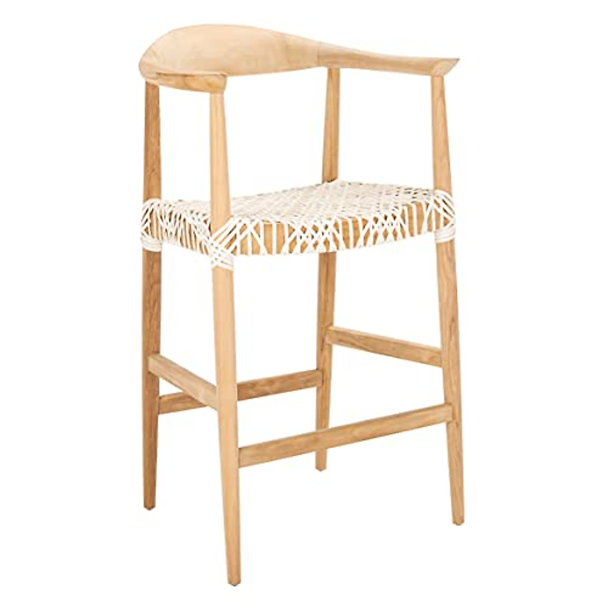 Safavieh Home Collection Bandelier Natural Teak and White Leather Counter Stool