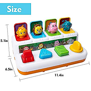 HomeMall Baby Interactive Pop Up Animals Toy, Toddlers Musical Learning Infant Sensory Pop-up Activity Toys for 6-12-18 Months & 1 Year Old Kids Boys Girls Gifts