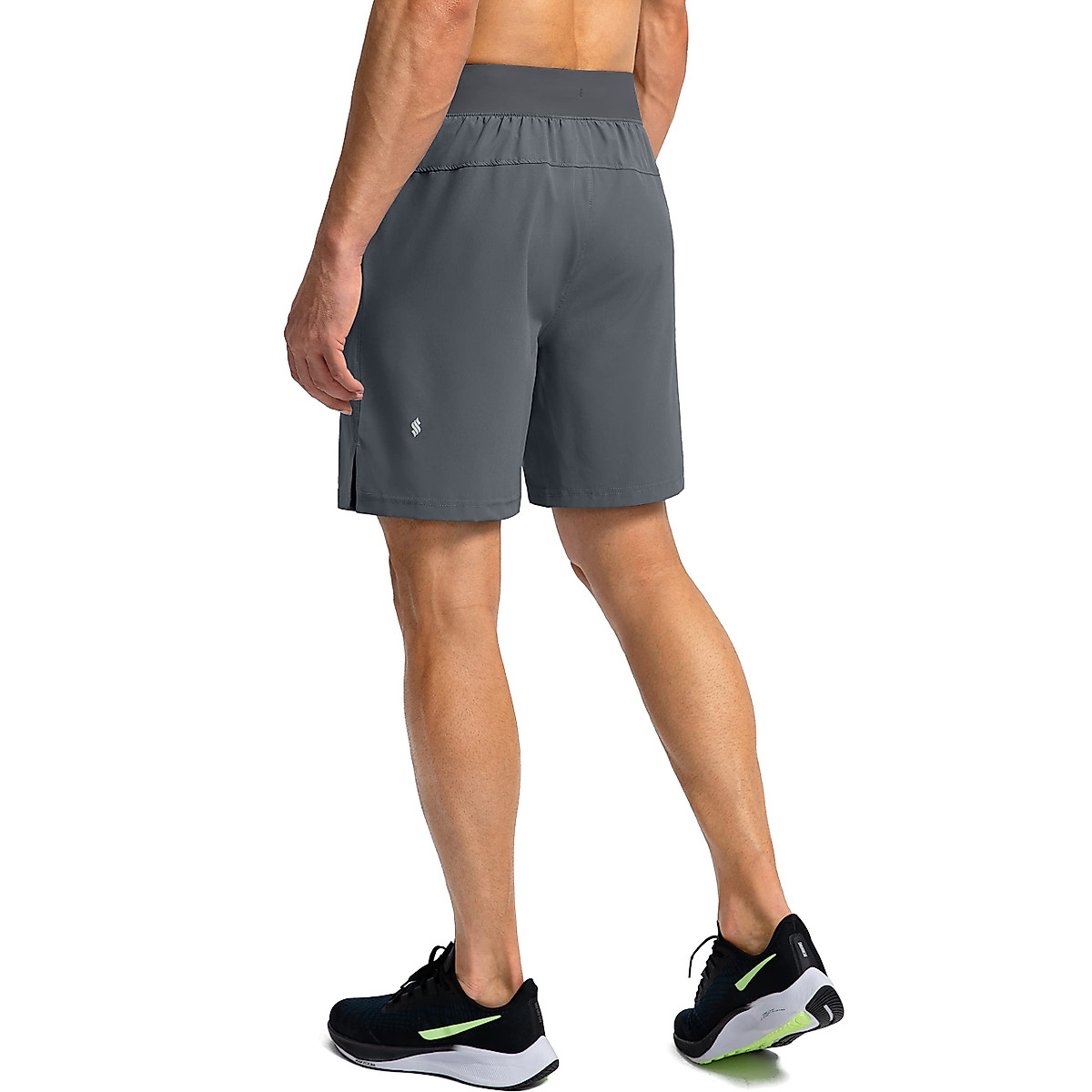 Men's Running Shorts with Zipper Pockets 7 Inch Lightweight Quick Dry Gym Athletic Workout Shorts for Men (Grey, M)