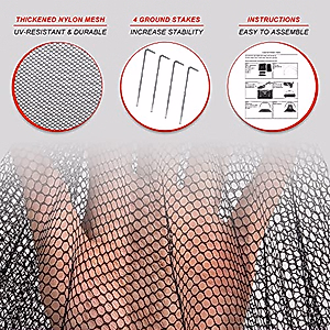 Kapler Pond Garden Cover 12x9FT Garden Net Dome Pond Covers for Outdoor Ponds with Zipper and Stakes, Pond Cover for Fish Shade Leaves, Nylon Mesh Protection Pond Netting Tent for Garden Yard Pool