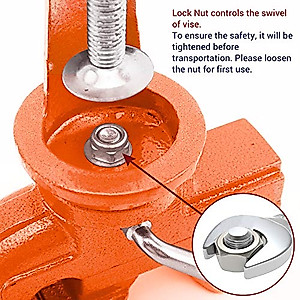 Nuovoware Table Vise 3 Inch, 360° Swivel Base Universal Home Vise Portable Bench Clamp, Clamp-on Vise Bench Clamps Fixed Tool for Woodworking, Metalworking, Cutting Conduit, Drilling, Sawing, Orange