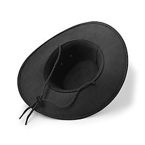 Cowboy Hat, Sun Hat Faux Felt Leather Suede Travel Cap Western Hat Outdoor Sun Protect Black