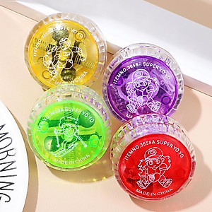 Toyvian Glow in the Dark Light Up Yo-Yo Set for Kids - 6 Pcs LED Light Up Yo Yo Ball Bulk, Flashing Plastic Entertaining Responsive Ball for Beginner Kids Birthday Party Goodie Bag Fillers