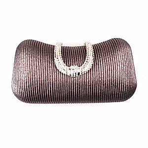 Adoptfade Womens Glitter Hardcase Clutch Evening Bag For Women Wedding Party,Brown