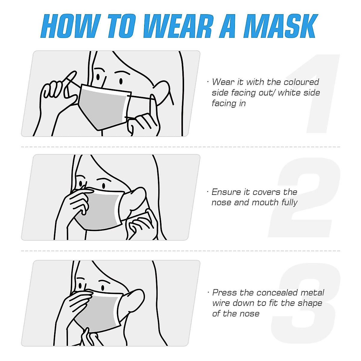 50 PCS Black Disposable Face Masks 3-Ply Filter Earloop Mouth Cover, Face Mask