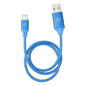 FLOATING GRIP LED USB C Charging Cable, 0.5M/1.5FT 3A Light Up Type c Fast Charging Cable with Data Sync, Compatible with PlayStation, Xbox & More (Blue)
