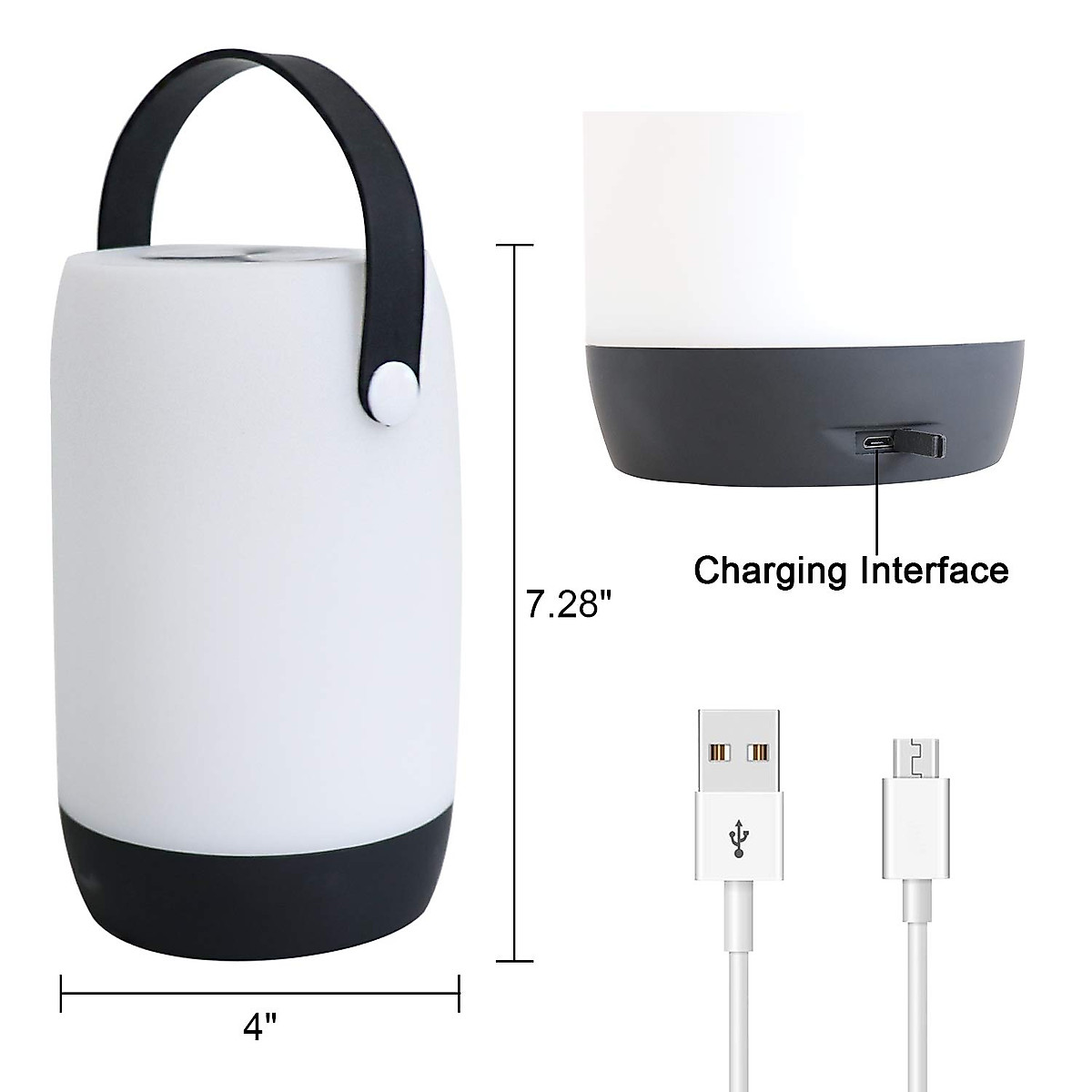 Eldnacele Table Lamp-Touch Sensor Lamp for Kids Bedroom, Portable USB Rechargeable Dimmable Baby Night Light with White Light, LED Night Lights, 2 Pack