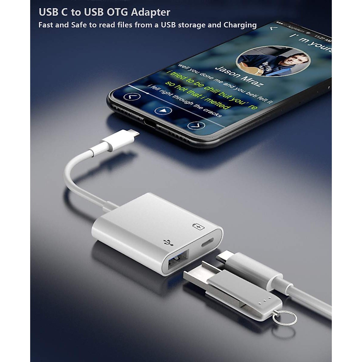 USB C OTG Adapter with Power, 2 in 1 USB C to USB Female with 60W PD Charging Adapter Compatible with iPhone 15/15Pro, iPad Pro, Galaxy S24/S23/S22/S21, Pixel 8/7/6, Google Chromecast with Google TV