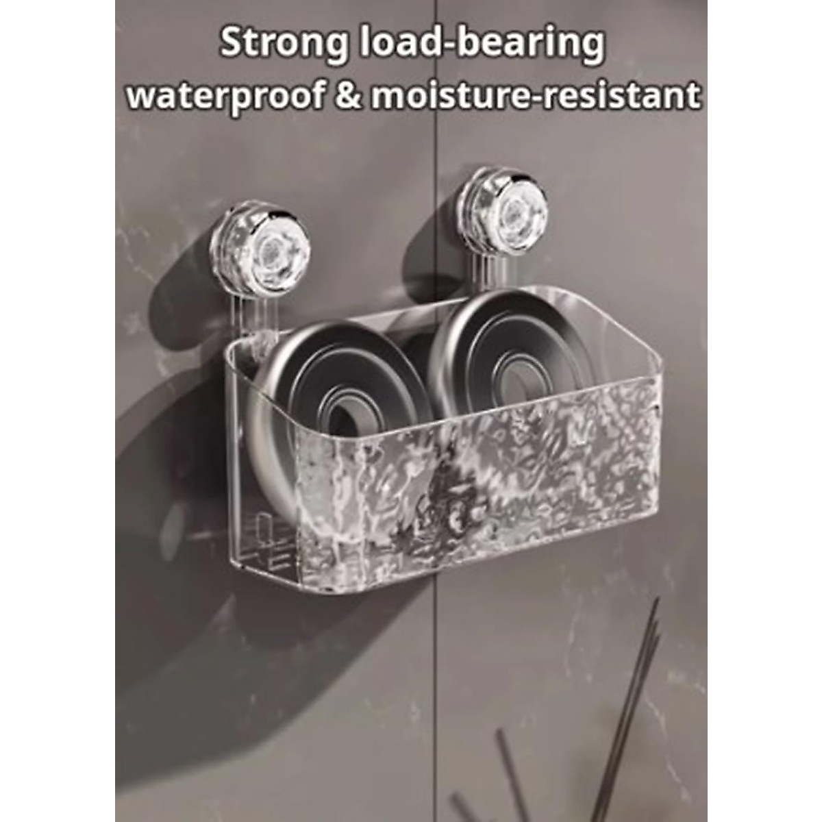 PUCHEN Light Luxury Style Glacier Pattern Suction Cup Shelf, 2024 New Suction Shower Caddy, Shower Suction Cup Shelf Basket, Shower Dispenser Soap Organizer, Suction Cup Shower Shelves (Small)