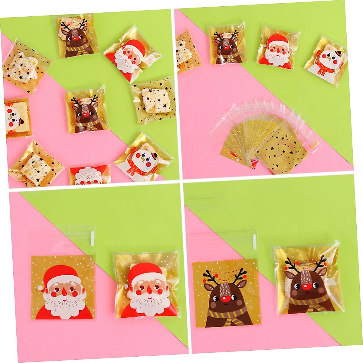 Cabilock 400pcs Baking Plastic Self-adhesive Bag Self Adhesive Biscuit Bag Christmas Treat Bags Cookie Gift Bags Plastic Packaging Bags Bake Bag Candy Bag Cookie Bag Elder or Baking Bag Red