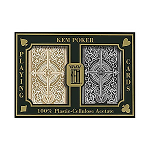 KEM Arrow Black and Gold, Bridge Size- Standard Index Playing Cards (Pack of 2), Arrow Black/Gold