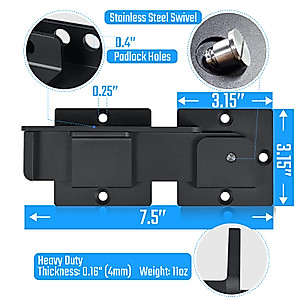 GreaTalent 7.5" Flip Gate Latch Lock with Padlock Hole, 4mm Heavy Duty Aluminum Alloy Adjustable Door Latch for Sliding and Swing Open Door, Outdoor Gate, Wooden Fence, Barn Door, Shed, Garage, Yard
