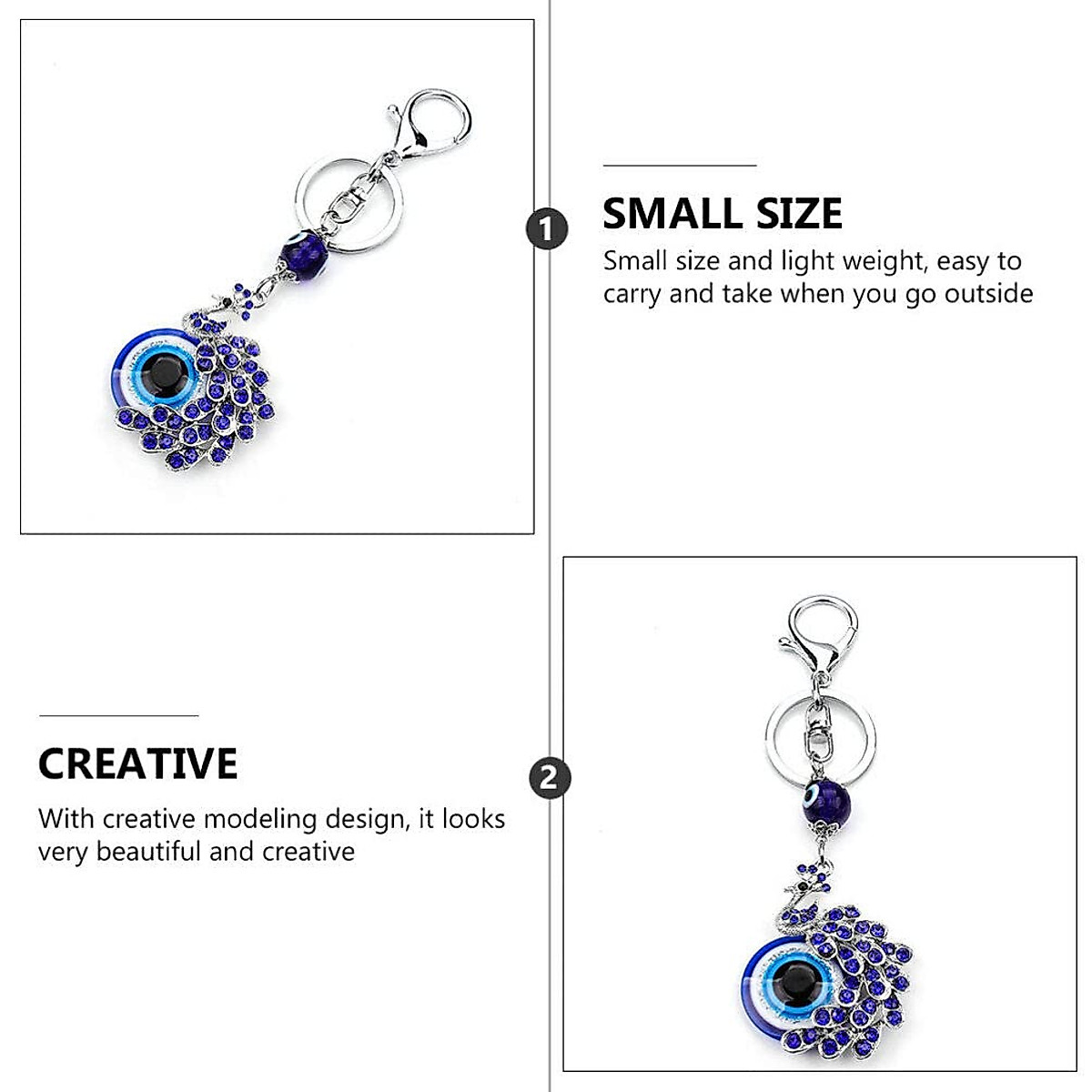 Luxshiny Wall Hanging Decor Lucky Jewelry Blue Evil Eye Ornament Peacocks Keychain Evil Eye Key Hanging Pendant Bag Car Key Hanging Decoration Protection Amulet Hamsa Hand Keychain Men Keychain