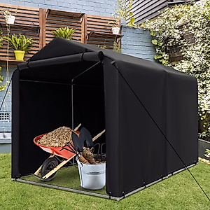 Tangkula 7x5.2Ft Portable Shed, Outdoor Storage Shelter with Waterproof Cover & Roll-up Zipper Door, Heavy Duty Portable Storage Tents for Outside, Bikes, Garden Tools, Motorcycles