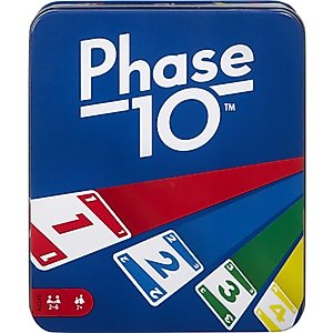 Mattel Games Phase 10 Card Game for Families, Adults and Kids, Challenging & Exciting Rummy-Style Play in a Storage Tin (Amazon Exclusive)
