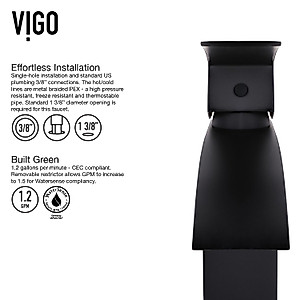 VIGO VG03007MB Duris Brass Bathroom Single Handle Seven Layer Plated Lavatory Vessel Faucet with Matte Black Finish for Vessel Sink