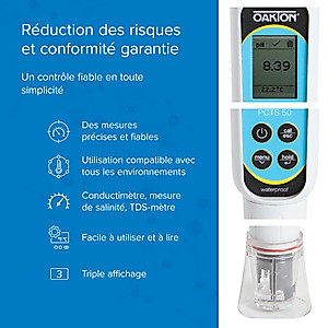 Oakton AO-35634-35 PCTSTestr 50 Waterproof Pocket pH/Cond/TDS/Salinity Tester, Premium 50 Series, Black