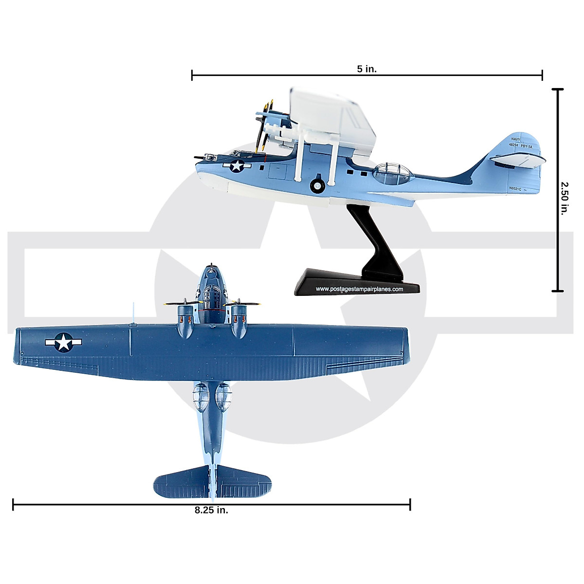 Daron Worldwide Trading Postage Stamp USN Pby5 Catalina 1/150 Airplane Model