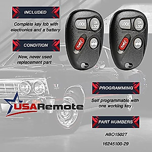 Car Key Fob Keyless Entry Remote fits Chevy Camaro/Pontiac Firebird Trans Am 1998 1999 2000 2001 2002 (16245100-29), Set of 2