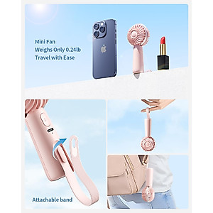 coldSky Portable Handheld Mini Fan, 3 Speeds Personal Small Fan For Makeup Eyelash, Cute Design Rechargeable Desk Fan With Non-slip Base For Travel, Bedroom, Woman, Men