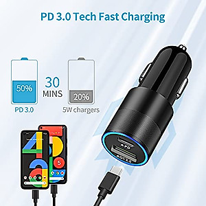 Looptimo USB C Fast Charger Kit Compatible for Google Pixel 7/7 Pro/6a/6 Pro/6/5a/5/4a/4XL/4/3a XL/3a/3 XL/3/2 XL, 30W PD[PPS]&QC 3.0 Car Charger + 20W Home Wall Charger + 2 Pack Type C Cable 3.3ft