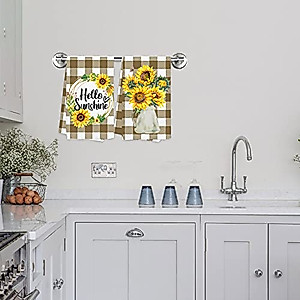 pinata Sunflower Kitchen Towels Set of 4-Gnome Bee Sunflower Dish Towels-Hello Sunshine Seasonal Tea Towels-Cute Home Sweet Home Hand Towels-Housewarming Gifts Sunflower Kitchen Decor for New Home
