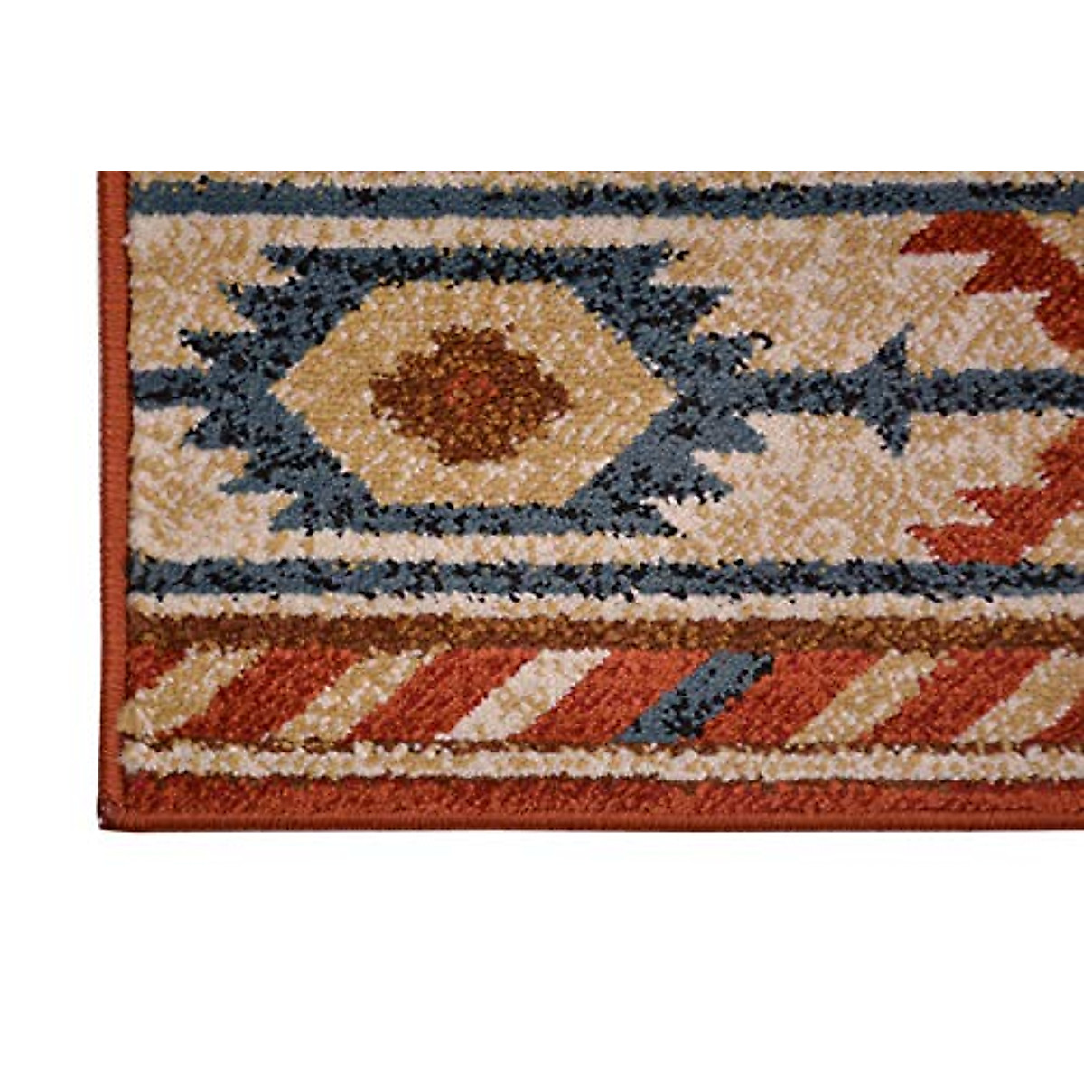 Nevita Collection Southwestern Native American Design Area Rug Rugs Geometric (Orange (Terra), 3 x 3)