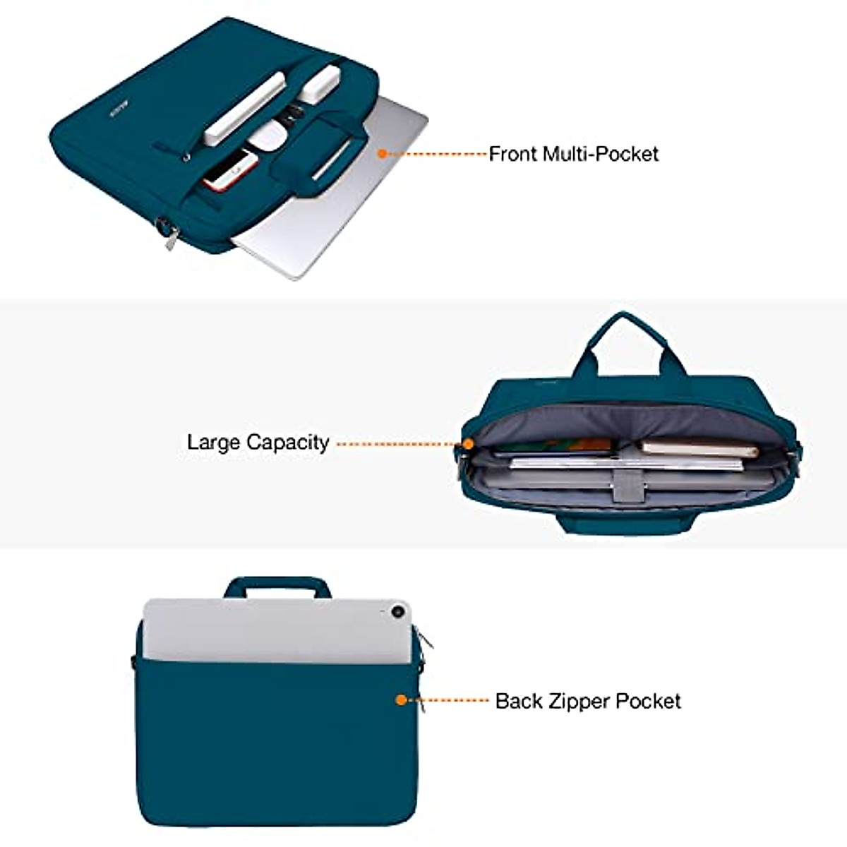 MOSISO Laptop Shoulder Messenger Bag Compatible with MacBook Air 15 inch M2 A2941/Pro 16 inch M3 A2991 M2 A2780 M1 A2485 A2141,15-15.6 inch Notebook with Adjustable Depth at Bottom, Deep Teal