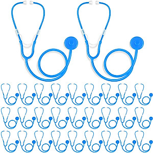 30 Pack Kids Stethoscope Toy Disposable Stethoscope Bulk Real Working Nursing Doctor Stethoscope Nurse Pretend Game Costume Accessories for Kids (Blue)