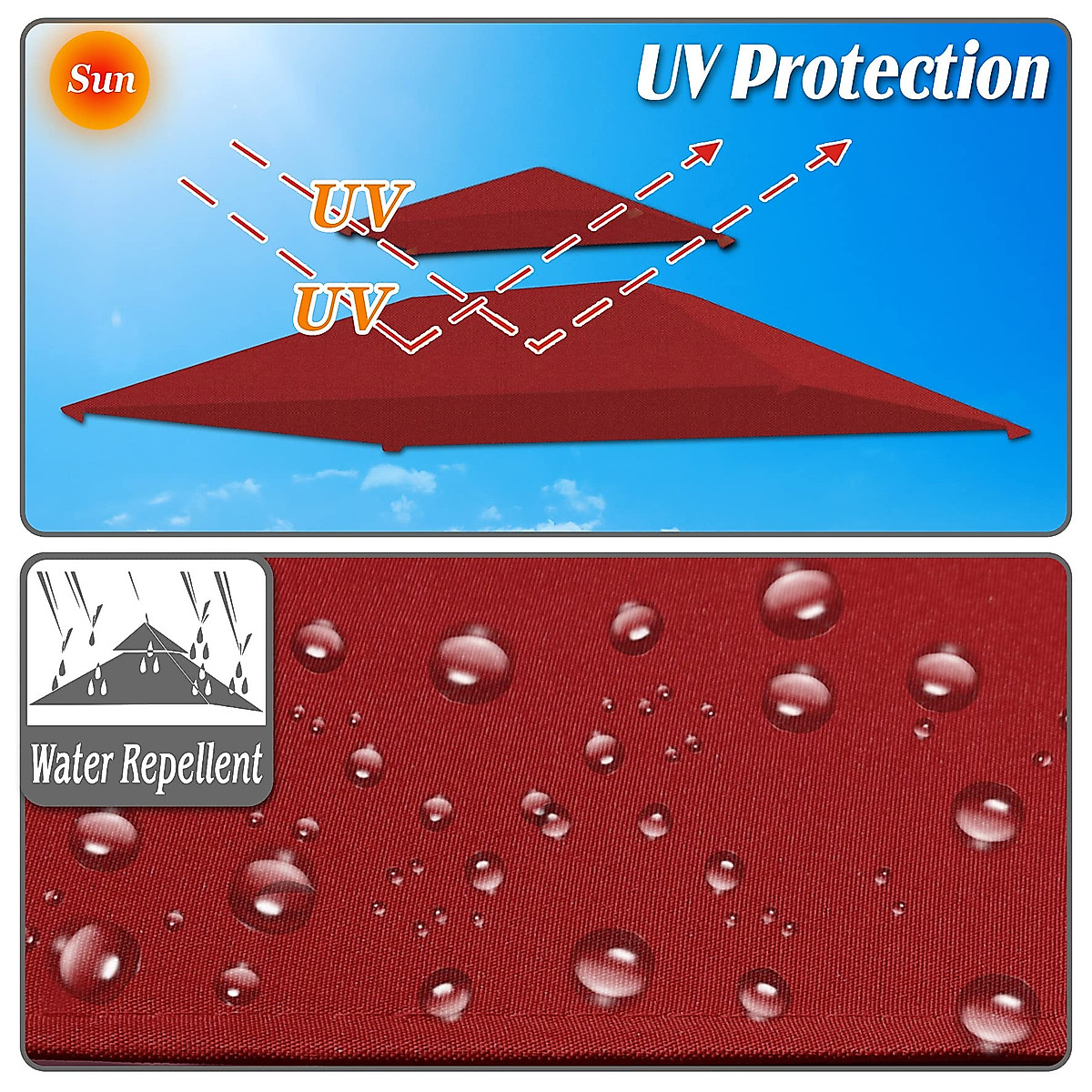 Strong Camel 5FT x 8FT Double Tiered Replacement Canopy Outdoor Grill BBQ Grill Gazebo Replacement Canopy Roof (Burgundy)