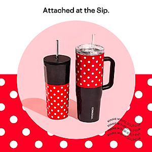 Corkcicle x Disney Minnie Mouse Cold Cup Insulated Tumbler with Lid and Straw, Polka Dot Red, 24 oz – Reusable Water Bottle Keeps Beverages Cold 12hrs, Hot 5hrs – Cupholder Friendly, Flexible Sip Lid