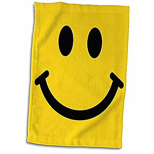 3D Rose Yellow Smiley Face-Happy Smiling Cartoon-60S Jolly Cheerful Bright Hand/Sports Towel, 15 x 22