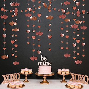 52 Ft Rose Gold Heart Garland Hanging Paper Love Heart Streamer Banner for Anniversary Mothers Day Valentines Day Bachelorette Engagement Wedding Bridal Shower Birthday Party Decorations Supplies