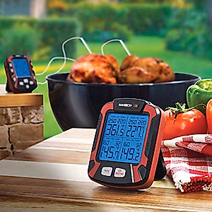 Maverick PRO-Series XR-50 Extended (500FT Range, 4 Probe) Digital Remote Wireless BBQ, Meat & Smoker Thermometer, Black/Red and Z-Cloth Bundle