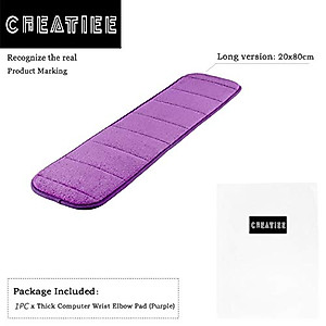 Computer Wrist Elbow Pad, Creatiee Premium Memory Cotton Desktop Keyboard Arm Rest Support Mat for Office Desktop Working Gaming - Less Elbow Pain(Long-Sized, 7.9 x 31.5 inch)(Purple)