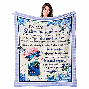 Sister in Law Gifts Blanket Gifts for Sister in Law Bonus Sister Gifts for Birthday Christmas Wedding Engagement, Throw Blankets Flannel Fleece Soft Warm Cozy for Bed Sofa Couch 50”x60”