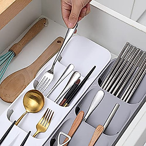Compact Cutlery Silverware Organizer Kitchen Drawer Tray, Small, Nude Color
