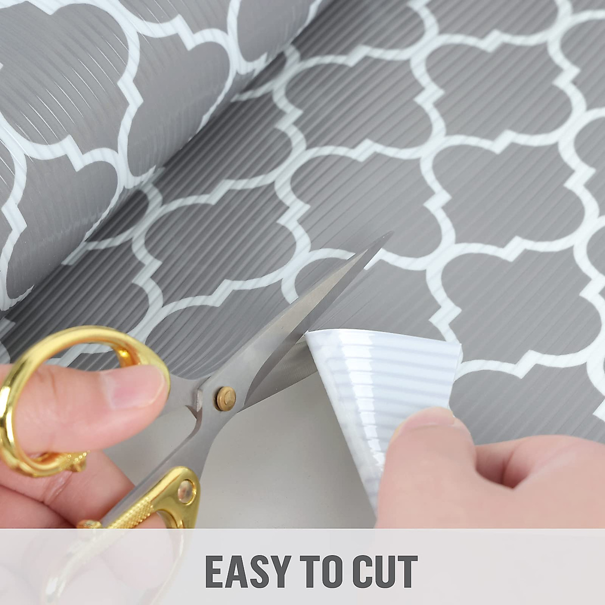 Moretoes Shelf Liners for Kitchen Cabinets, Non-Adhesive 17.5 Inch x 25 Feet Non Slip Durable and Strong Drawer Liner Roll for Wire Shelf Cupboard Dresser Closet (White Rhombus Gray Bottom)