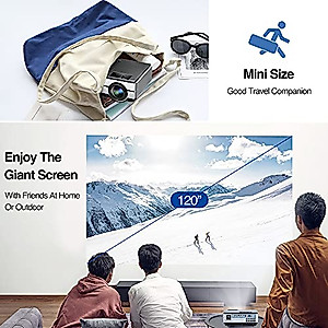 Portable Video Projector with WiFi&Bluetooth, Mini HD Outdoor Movie Projector with Airplay Mirroring & Speaker for Smart Phone, LED Home Theater Projector with Android OS/HDMI/USB for TV Stick DVD PC