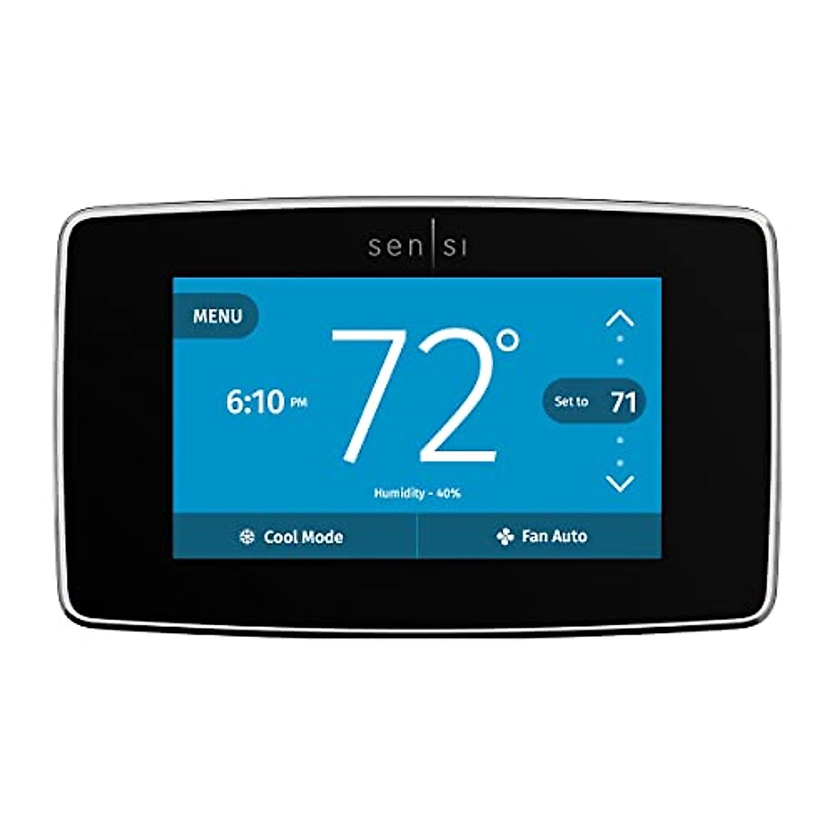 Sensi Touch Smart Thermostat by Emerson with Touchscreen Color Display, Programmable, Wi-Fi, Mobile App, Easy DIY, Data Privacy, Works with Alexa, Energy Star Certified, ST75 - Black, C-Wire Required