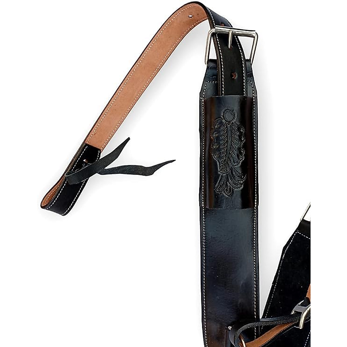 RAAVILS Western Leather Girth Complete Flank Cinch Set for Horse Rear Flank Back Cinch Saddle Billets for Tack Horses (Black)