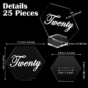 Zonon Acrylic Table Numbers 10 PC Hexagon Table Numbers Wedding Table Place Card with Holder Sublimation DIY Clear Table Name Cards for Wedding Reception Banquet Party