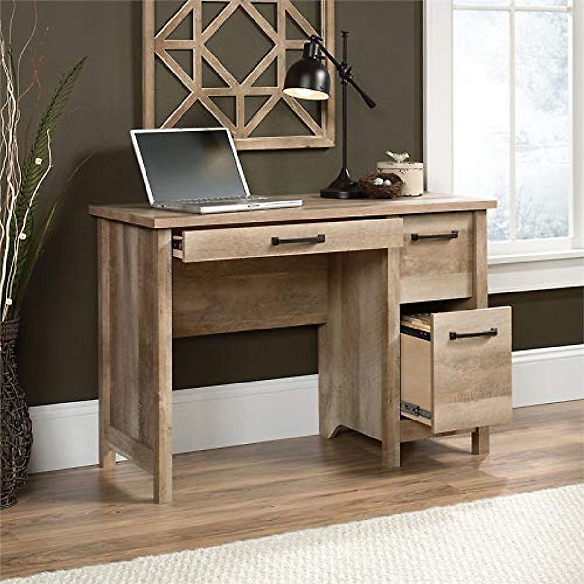 Sauder Cannery Bridge Desk, L: 43.15" x H: 19.291" x W: 29.528", Lintel Oak Finish