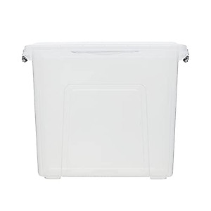 Home Basics Plastic Storage Box With Handle, Clear | Locking Tabs | Stackable Storage | Easily See Contents (23.5 Liter)