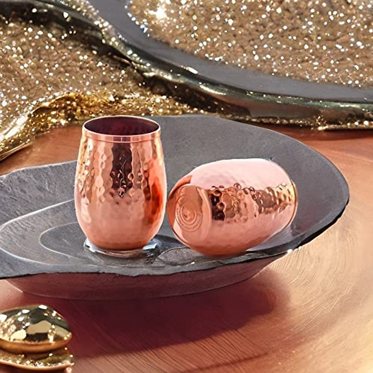 2activelife Mule Copper Design Pure Copper Tumbler Drinking Water with Copper Cups Tumblers use for Home, Office, Hotel, Travel and Gifting - Set of 2 (8.45 Oz)
