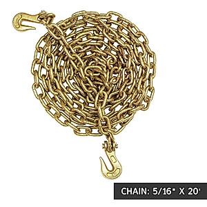 DC Cargo Chain Binder Kit (2 Sets) | 5/16" Grade 70 Extra Long 20 Foot Chain - and Load Binder Set | Heavy Duty Ratcheting Chain and Binder | Load Chain and Binders – 4,700lb Working Load Limit As Set