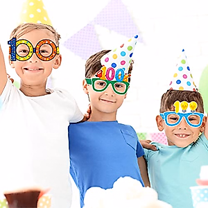 RFM4S 100th Day of School Glasses 36 PCS 100 Days of School Paper Glasses for Kids Colorful 100 Days of School Decorations Photo Booth Props 100 Days of School Celebration Party Favors