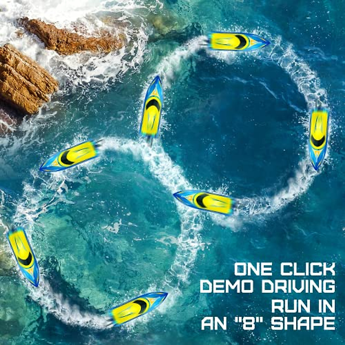 ALPHAREV Brushless RC Boat - R608 30+ MPH Fast Remote Control Boat for Pool & Lake, 2.4GHz RC Boats for Adults, RC Speed Boat with Brushless Motor, Summer Outdoor Water Toys Birthday Gifts for Boys